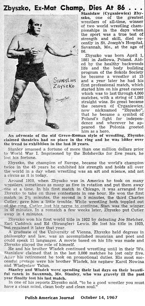 Cyganiewicz (Zbyszko), Stanislaus